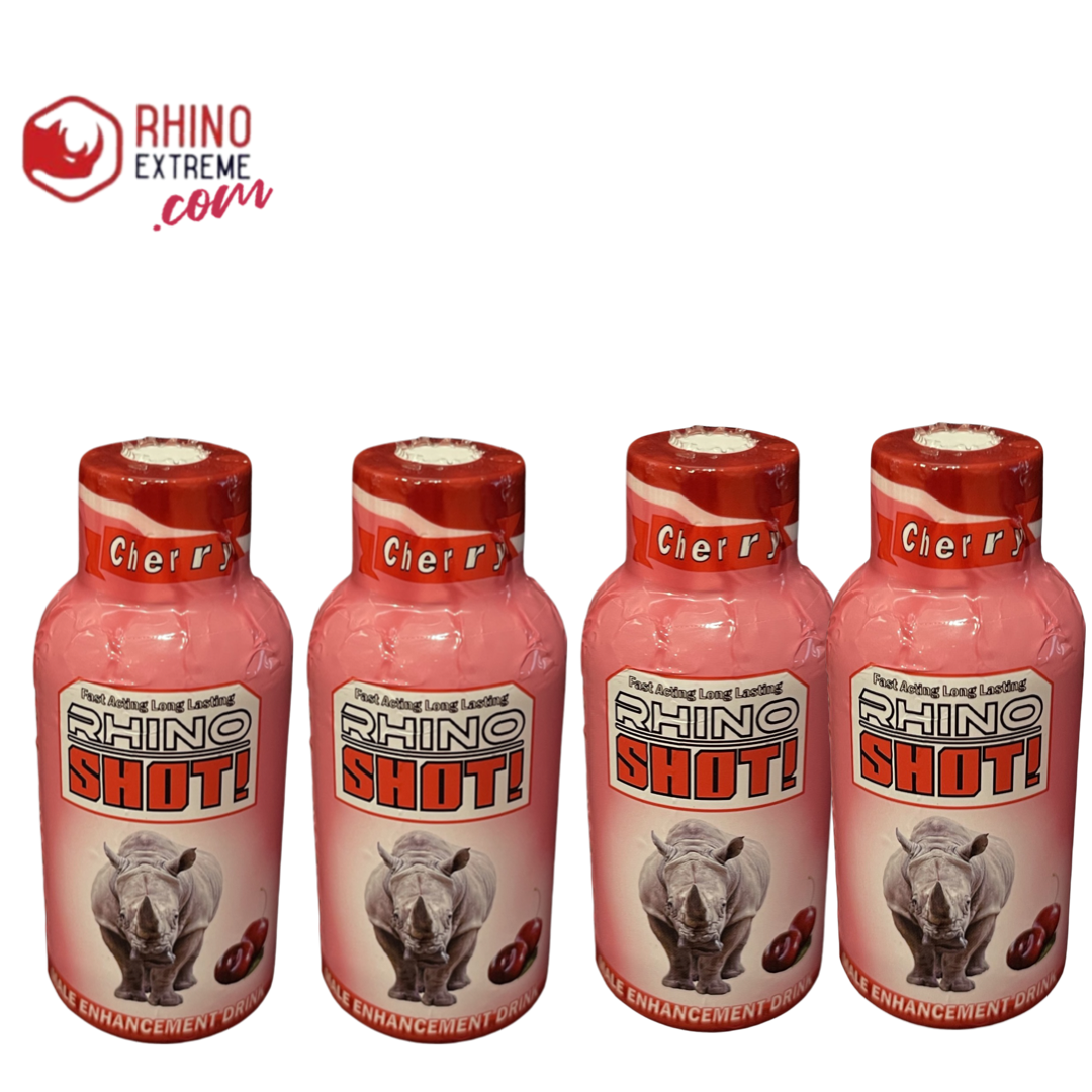 4 Pack New Flavor Cherry Rhino Shots | Rhino's Drink | Rhinoextreme